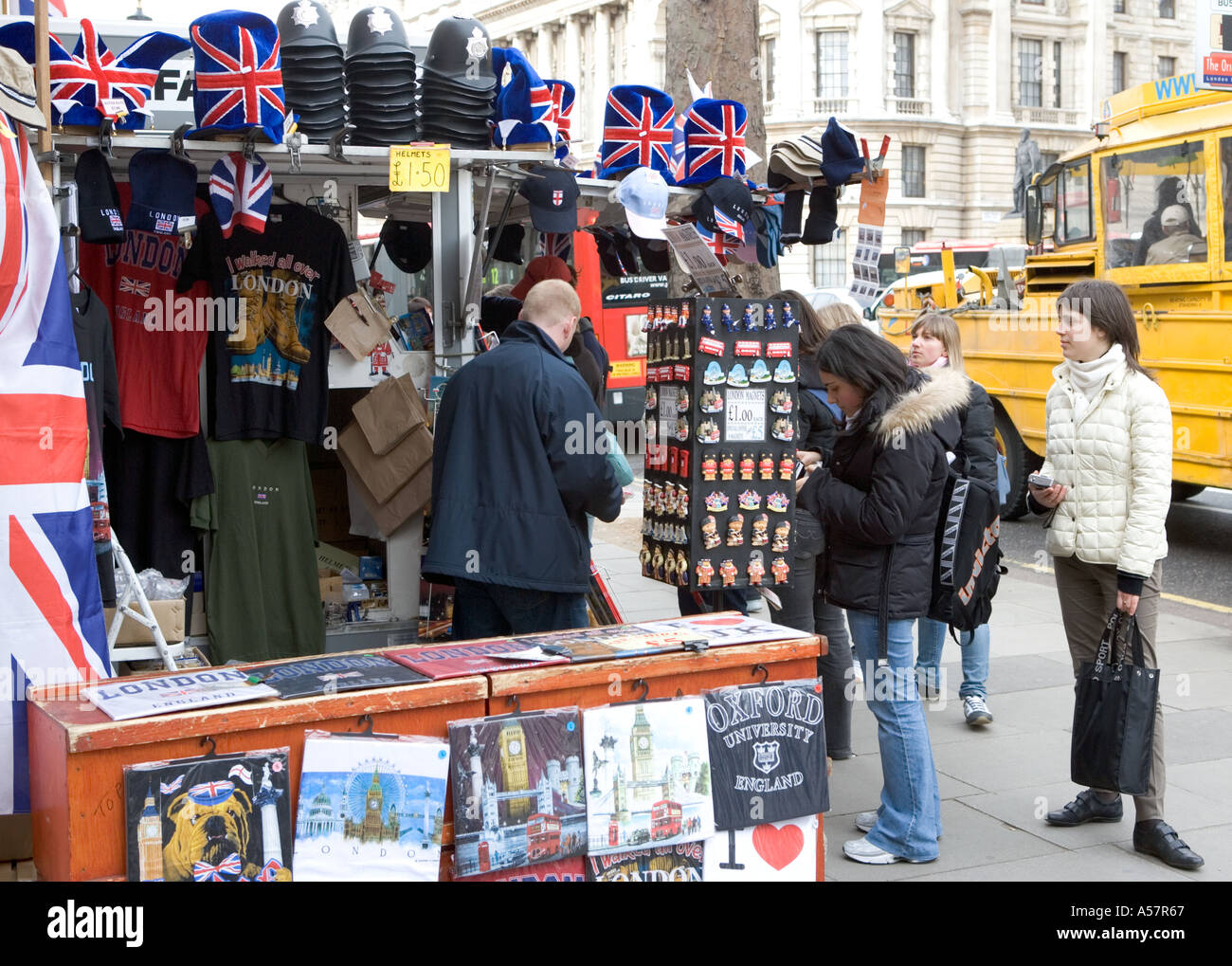 Stall selling tourist items London England Stock Photo - Alamy