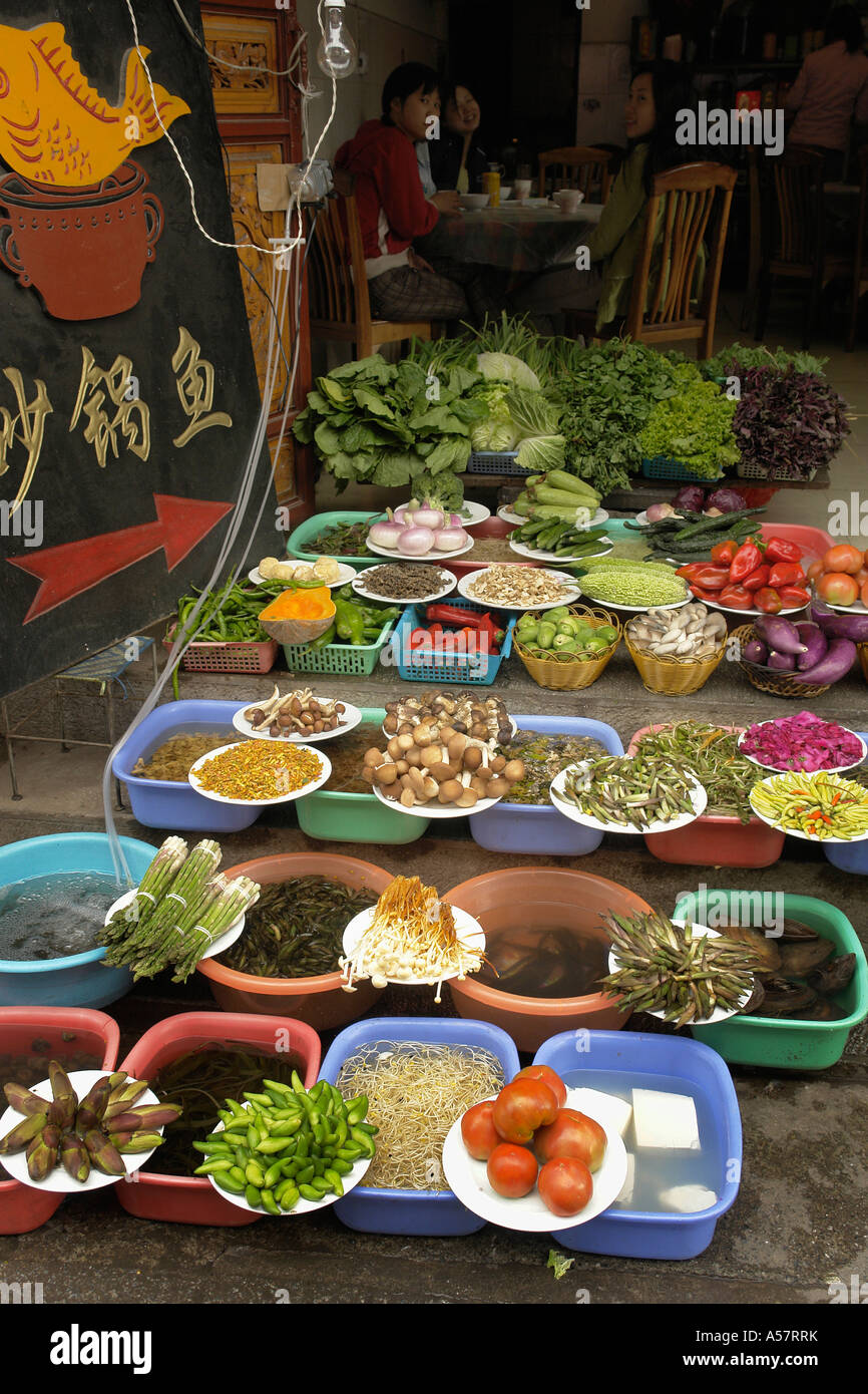 Painet jf5483 china display fresh vegetables outsdie restaurant dali ...