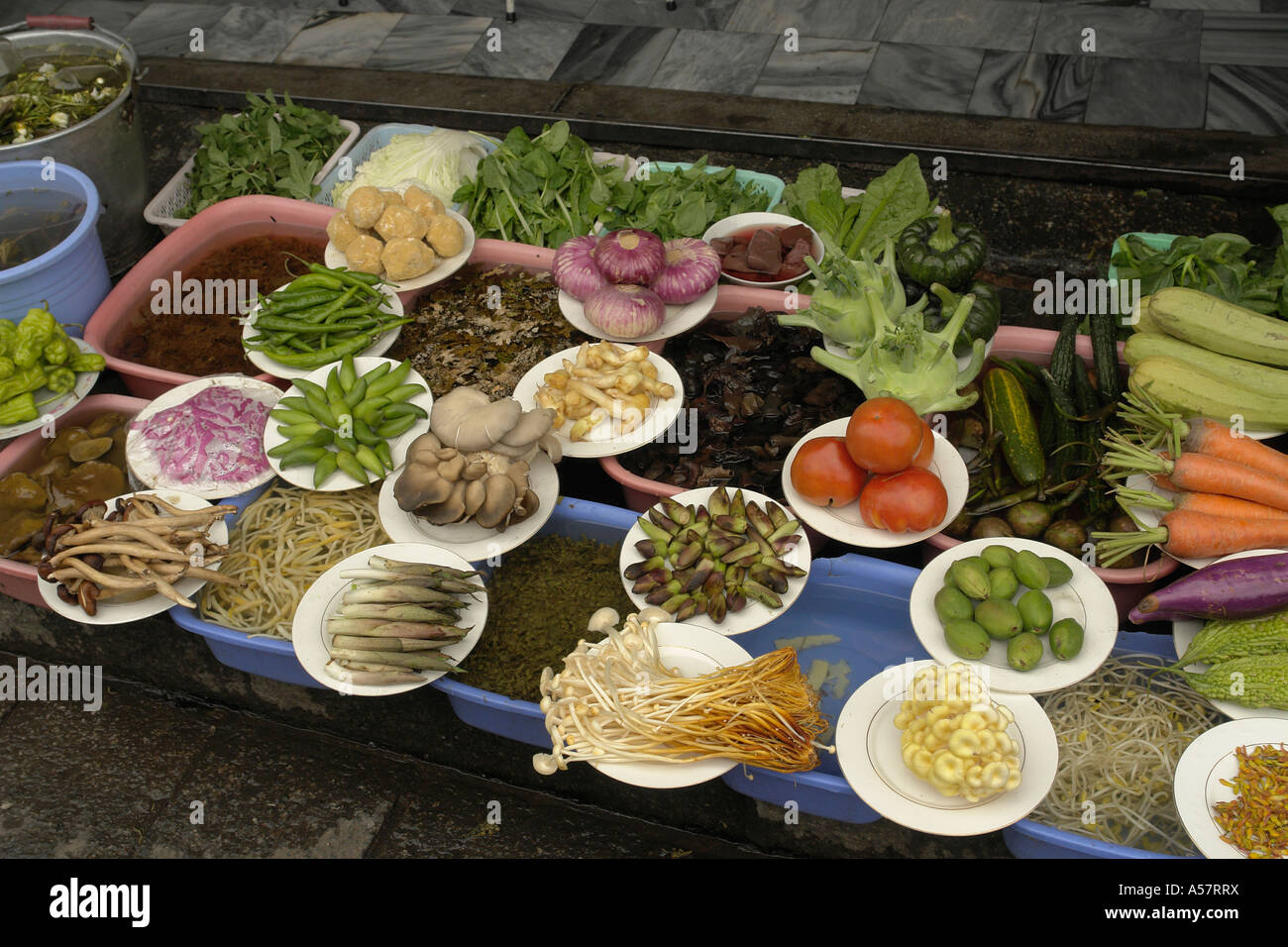 Painet jf5484 china display fresh vegetables outsdie restaurant dali ...