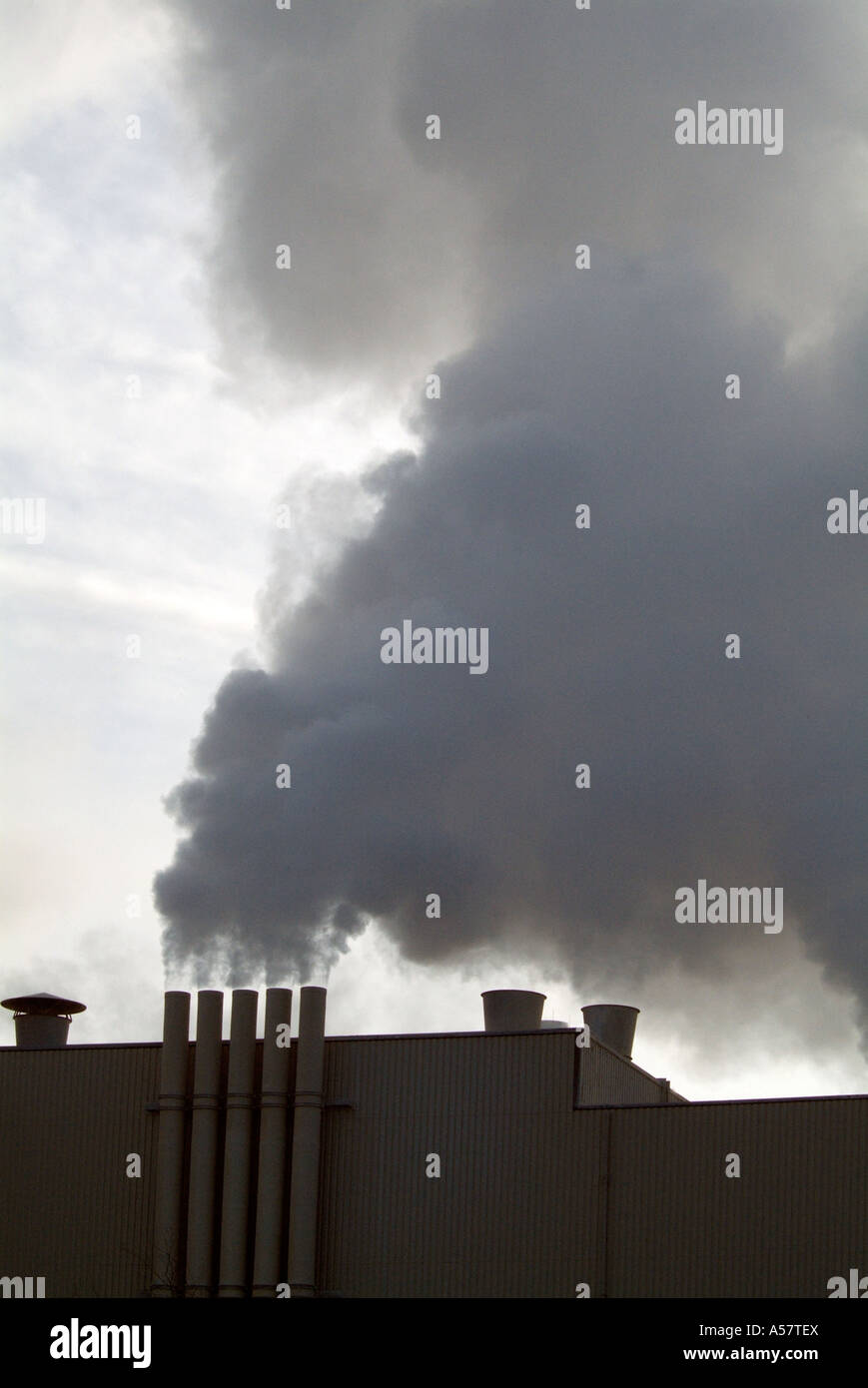 Steam cloud vapour atmospheric pollution global warming chimney tower ...