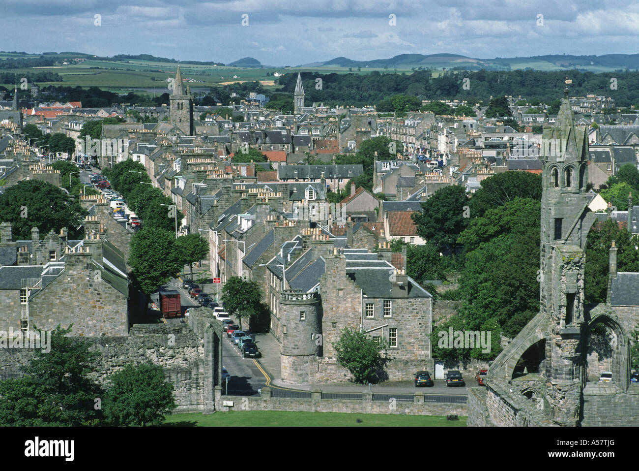 Aerial view of St Andrews from St Andrews Cathedral, Scotland Stock ...