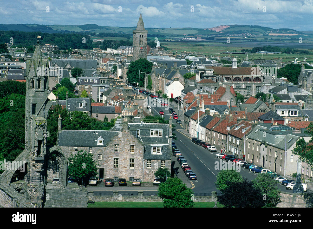 Aerial view of St Andrews from St Andrews Cathedral, Scotland Stock ...