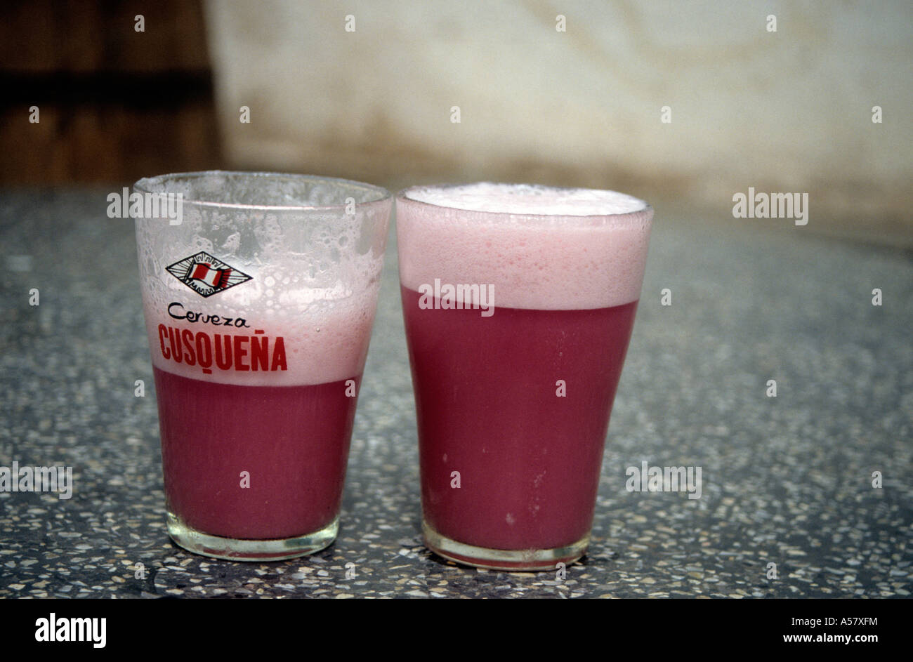 SOUTH AMERICA PERU CUZCO REGION CUSCO CLOSE UP OF CORN BEER Stock Photo ...