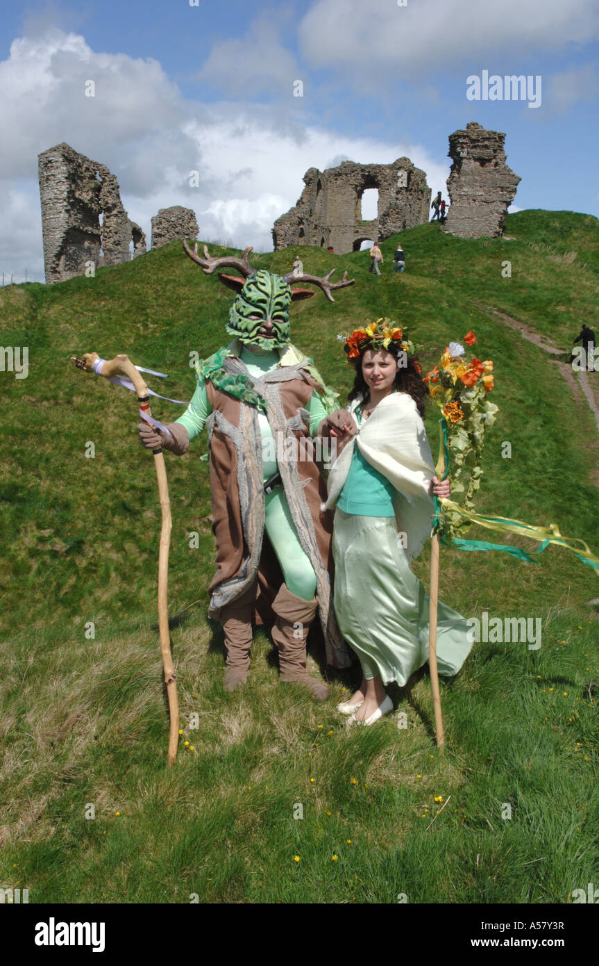 The Green Man and May Queen at Clun Castle ,Shropshire, welcome the ...