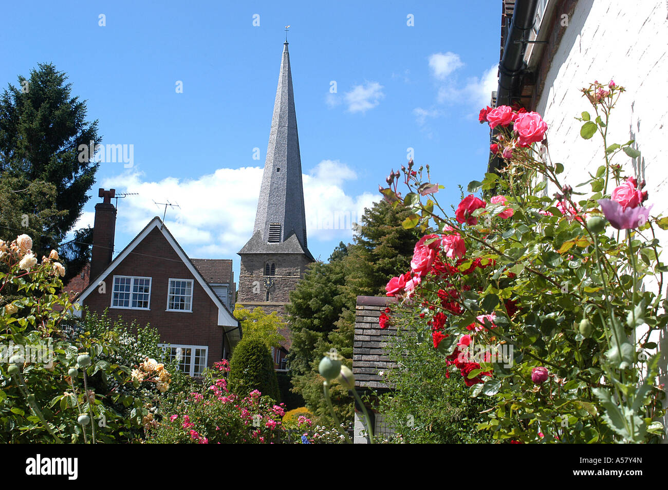 Crooked spire of St Mary's church Cleobury Mortimer Shropshire UK Stock ...