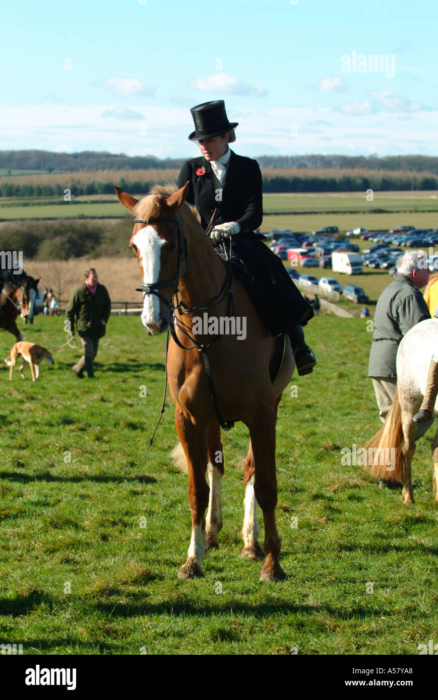 Heythrop Hunt final meet nrChadlington Oxfordshire Stock Photo - Alamy