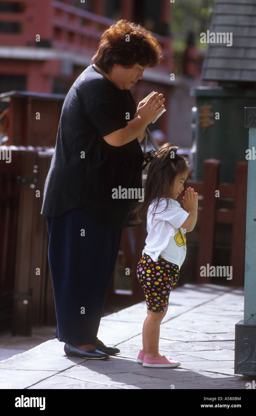 Painet ha2165 4373 woman child girl japan praying sensoji shinto temple ...