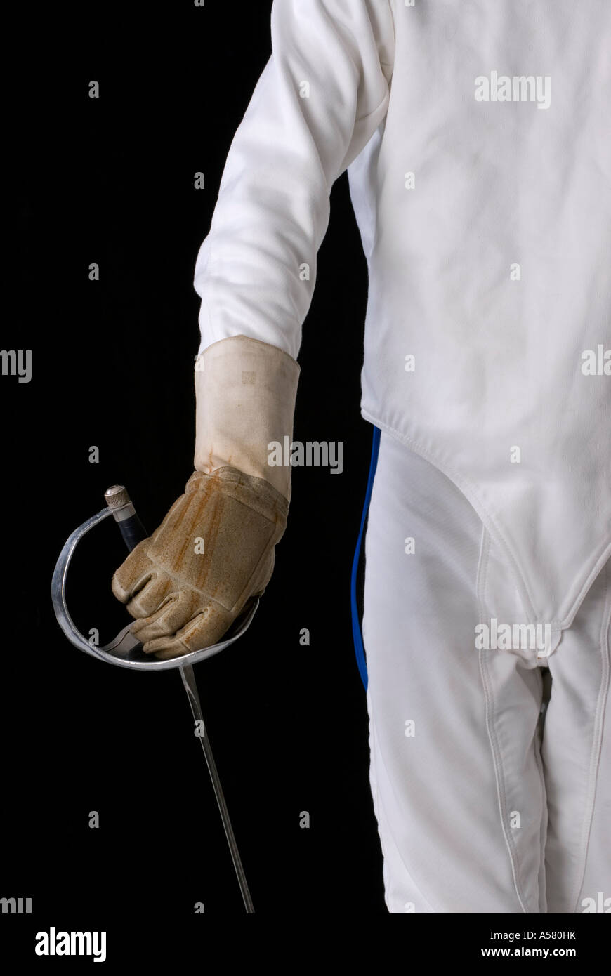 none eletric sobre fencer wearing 350N right hand Stock Photo - Alamy