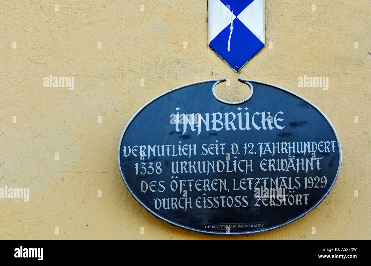 Monument sign Marking of cultural property under protection, Wasserburg ...