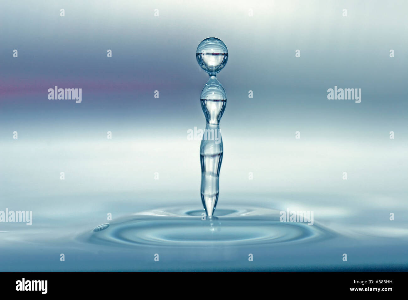 Blue water with falling water drop Stock Photo - Alamy