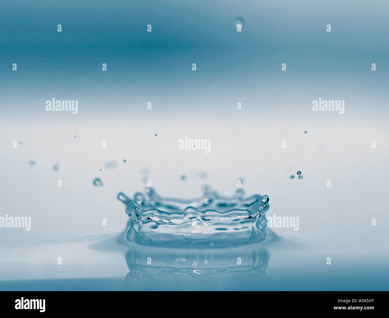 Blue water with falling water drop Stock Photo - Alamy