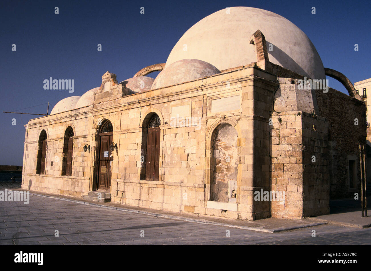 Turkish mosque of the Janissaries Hassan Pasha Chania Old Town harbor ...