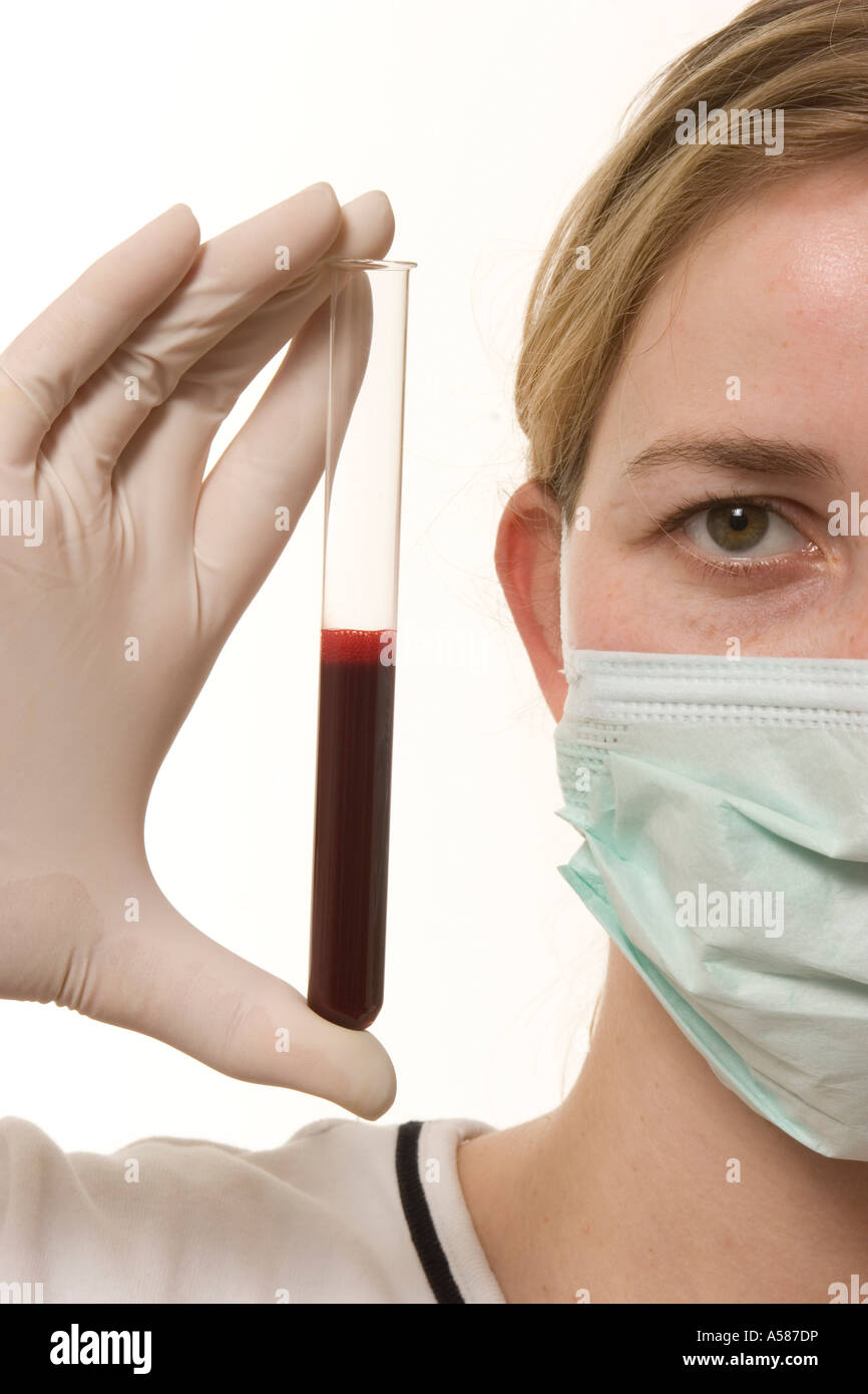 Lab assistant with test tube Stock Photo - Alamy