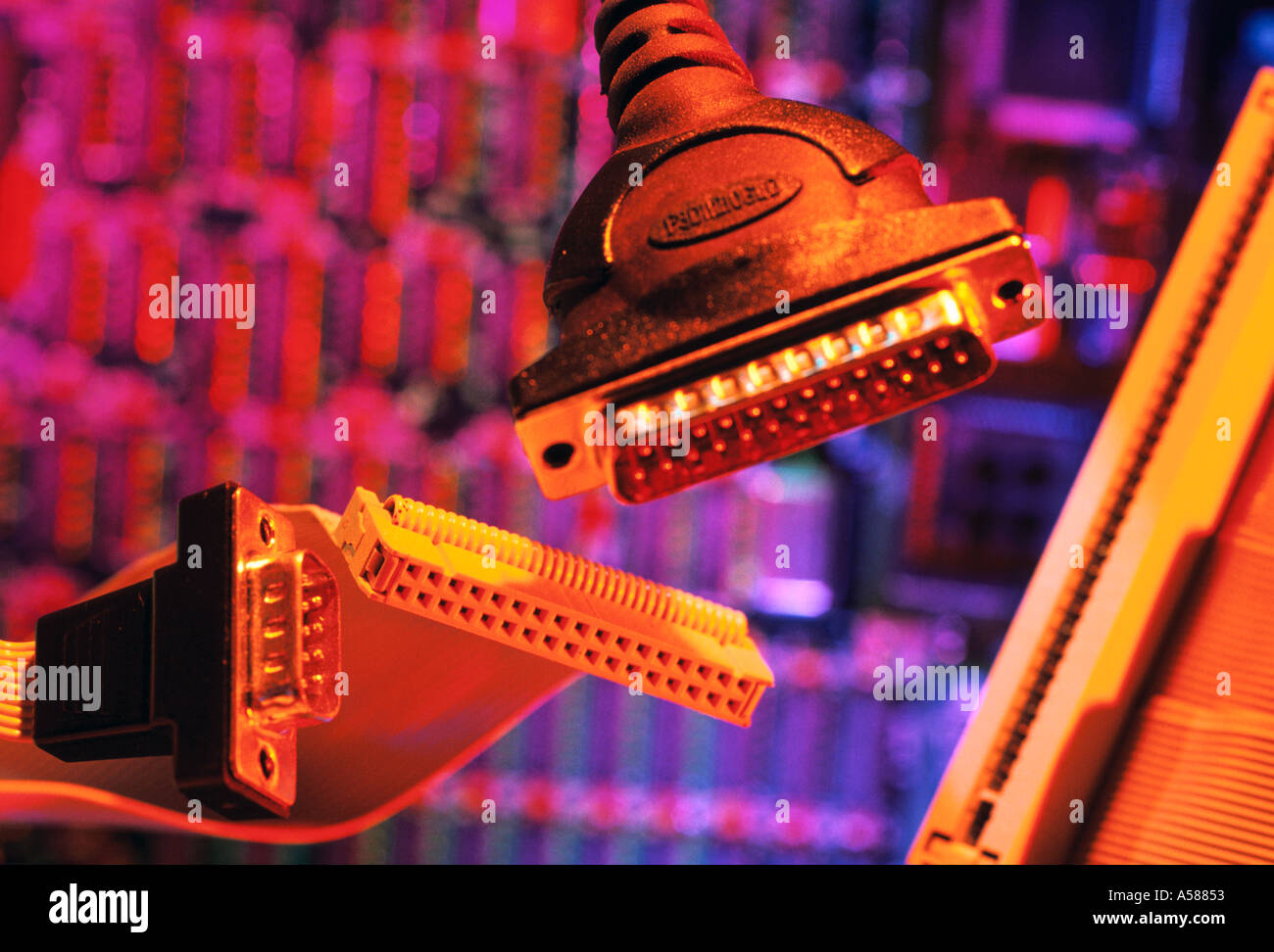 Computer pin couplers close up Stock Photo - Alamy