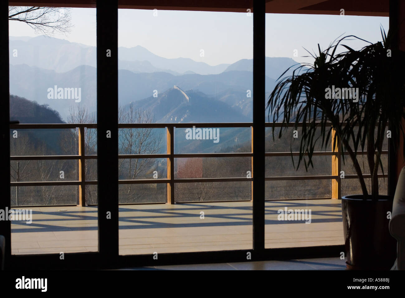Great Wall seen through window of room in Kempinski Commune by the ...