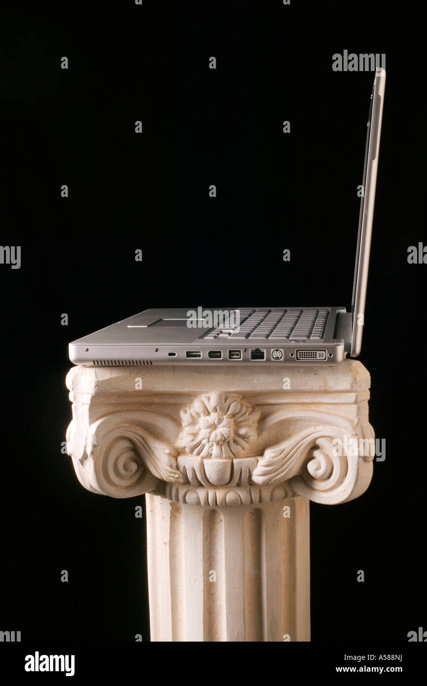 Laptop pedestal computer computers vertical still life hi-res stock ...