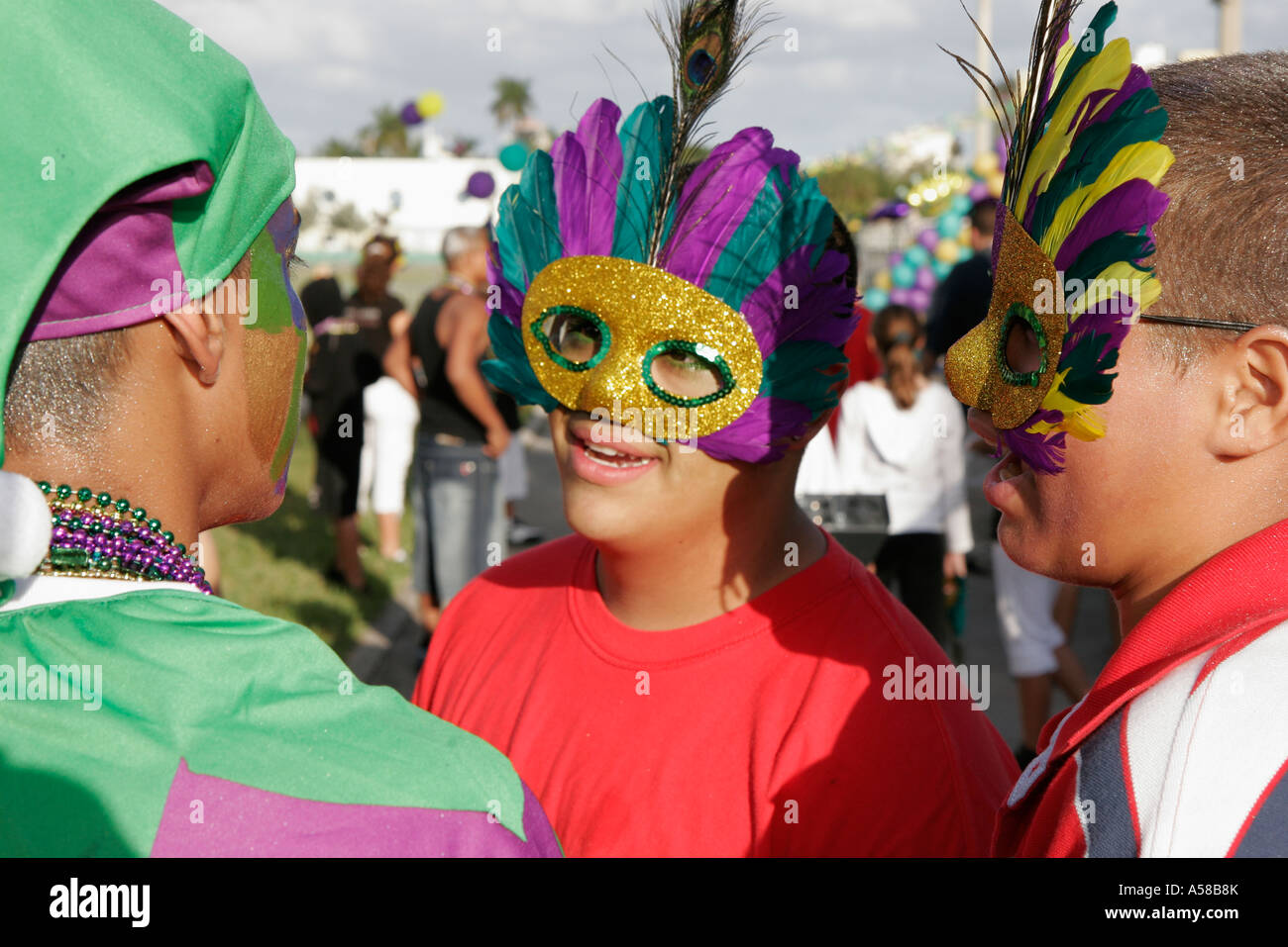 Miami Beach Florida,Flamingo Park,Mardi Gras Parade,event,celebration ...