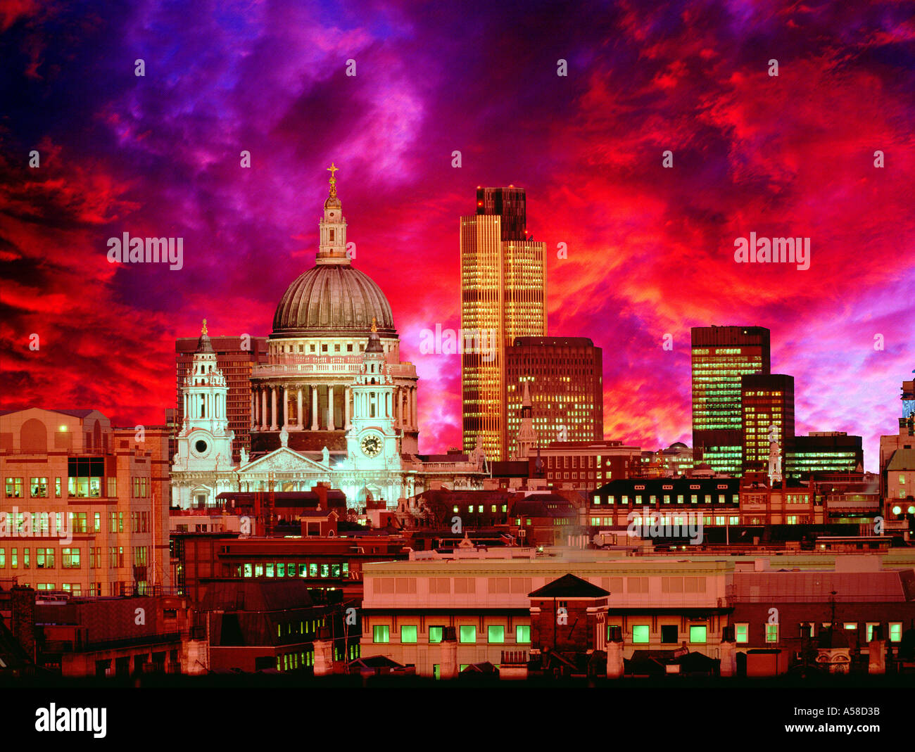 City Skyline, Dusk Stock Photo - Alamy