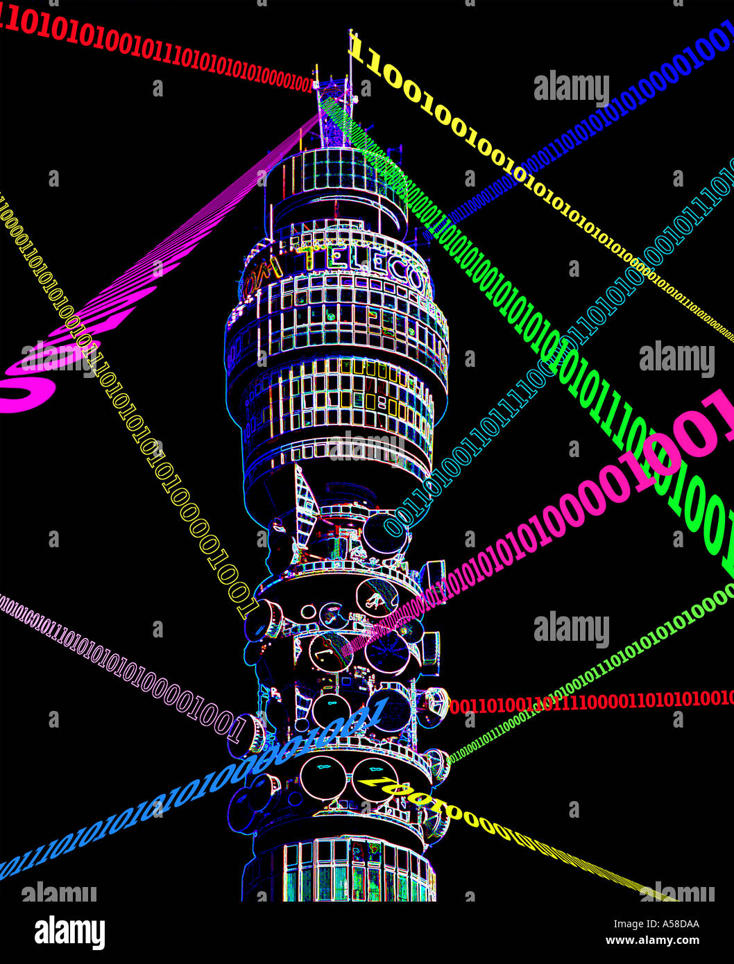 Binary Digital Signal, Post Office Tower Stock Photo - Alamy