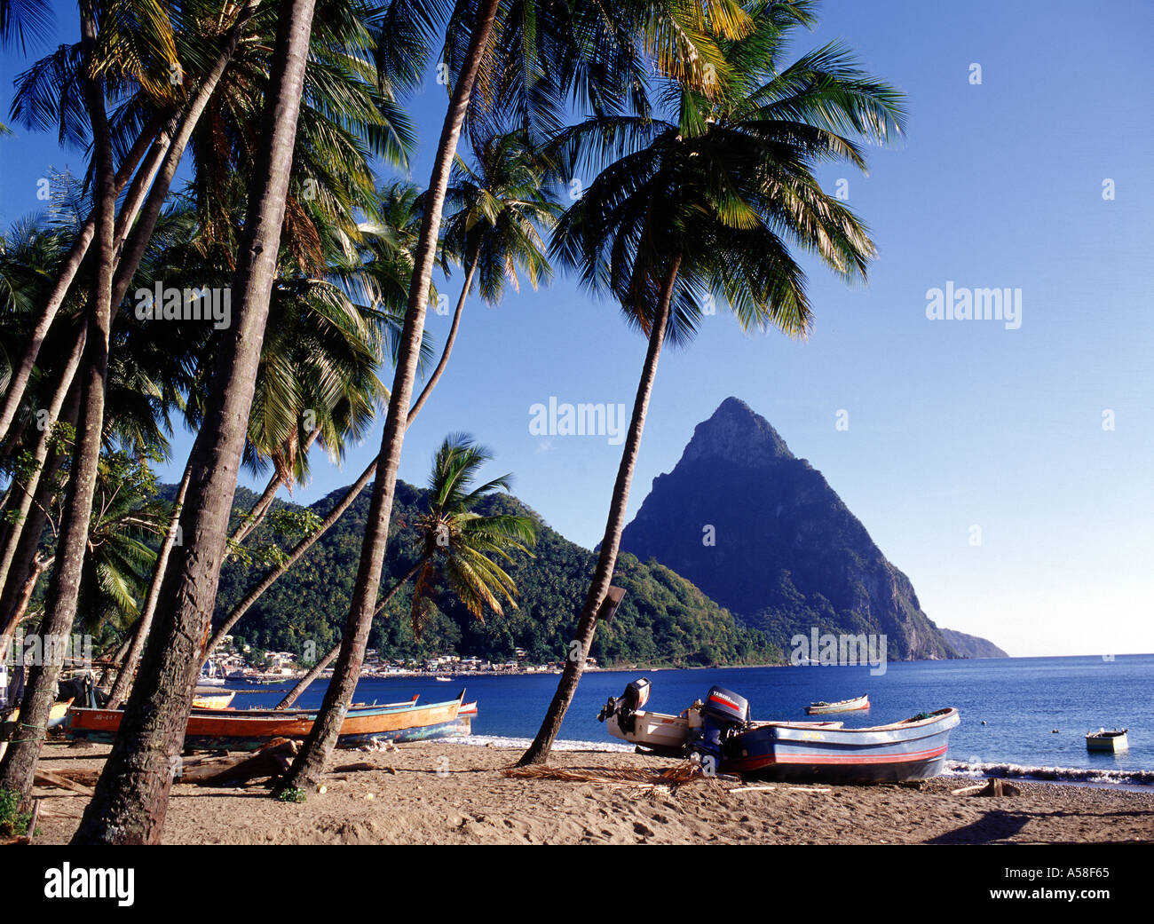 View Of The Pitons From Beach, Day Stock Photo - Alamy