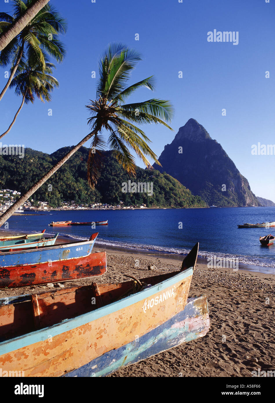 View Of The Pitons From Beach, Day Stock Photo - Alamy
