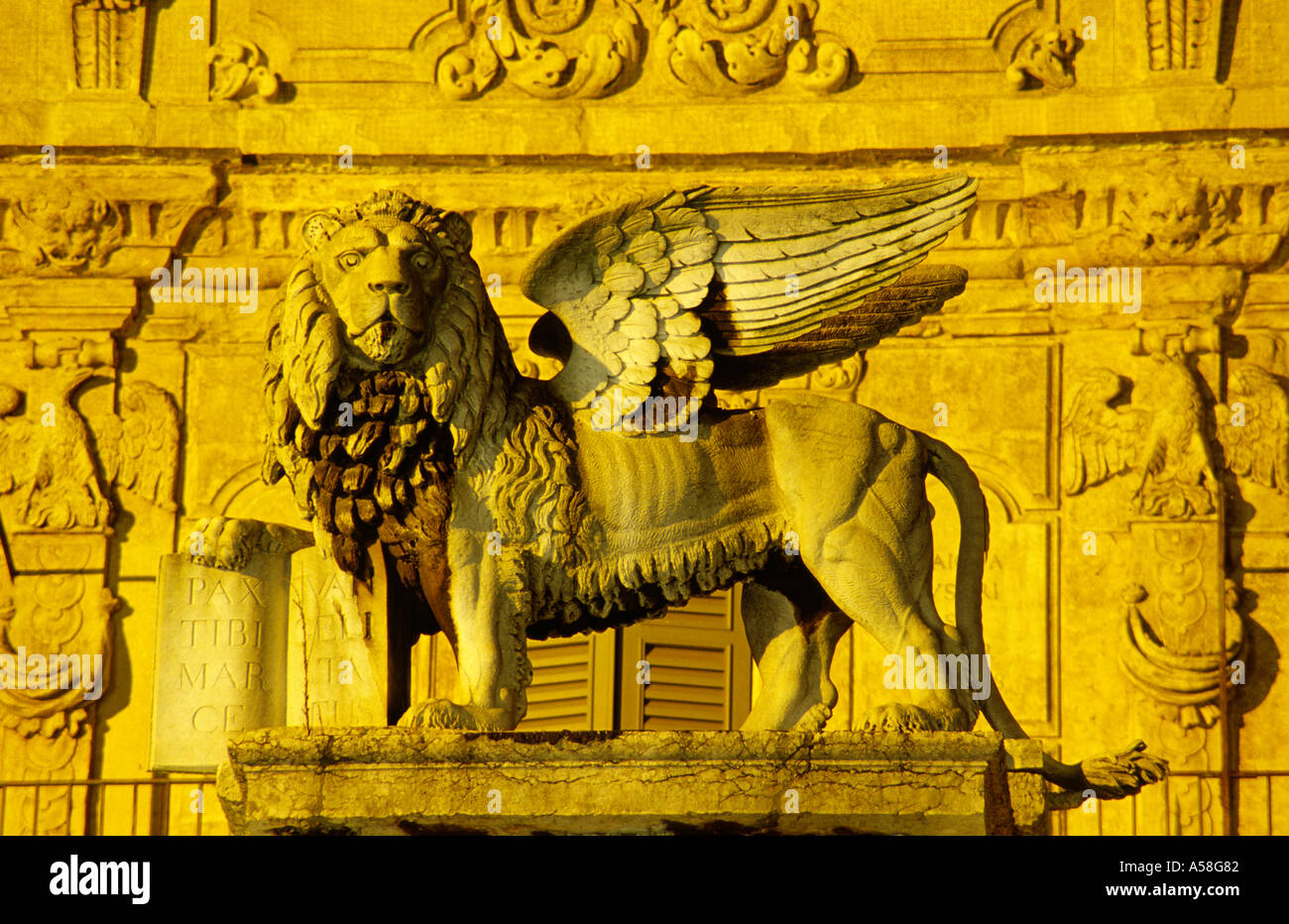 Venetian lion statue on Piazza delle Erbe reminds of Venetian rule ...