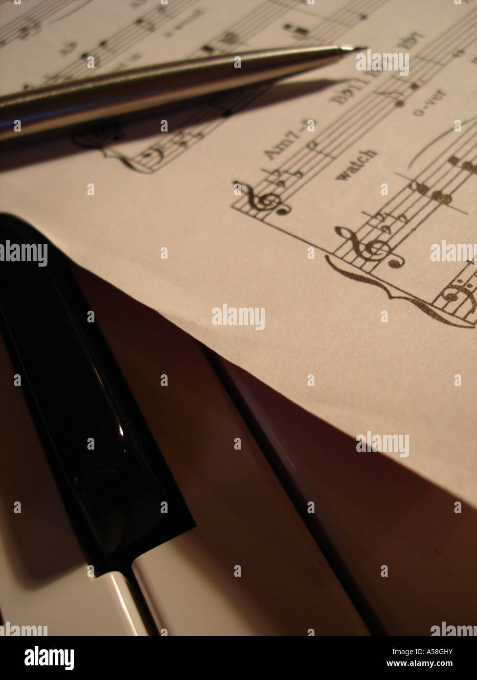 keyboard and music Stock Photo - Alamy