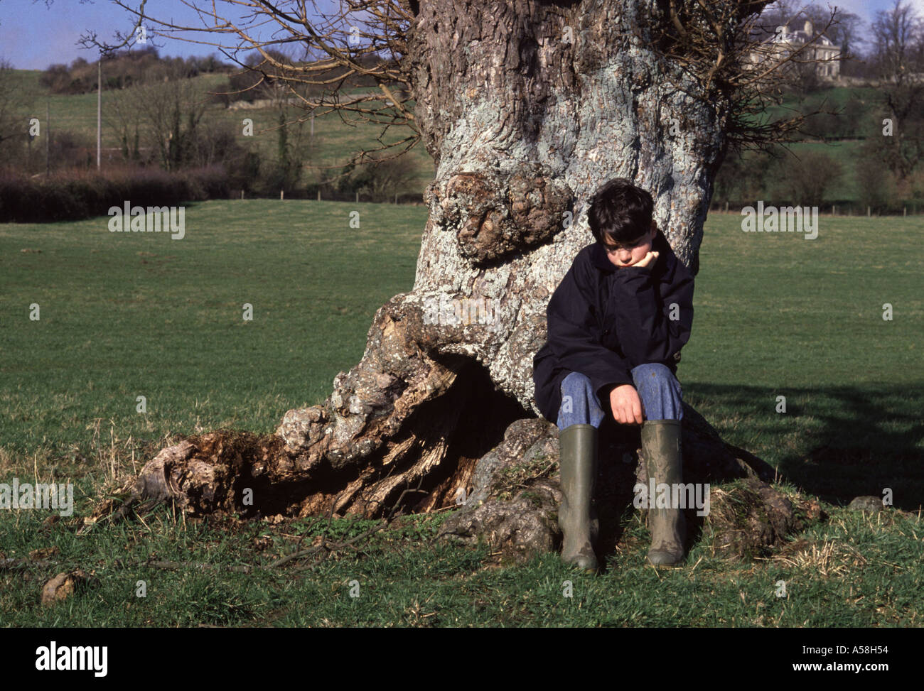 Teenage boy looking wistful Stock Photo - Alamy