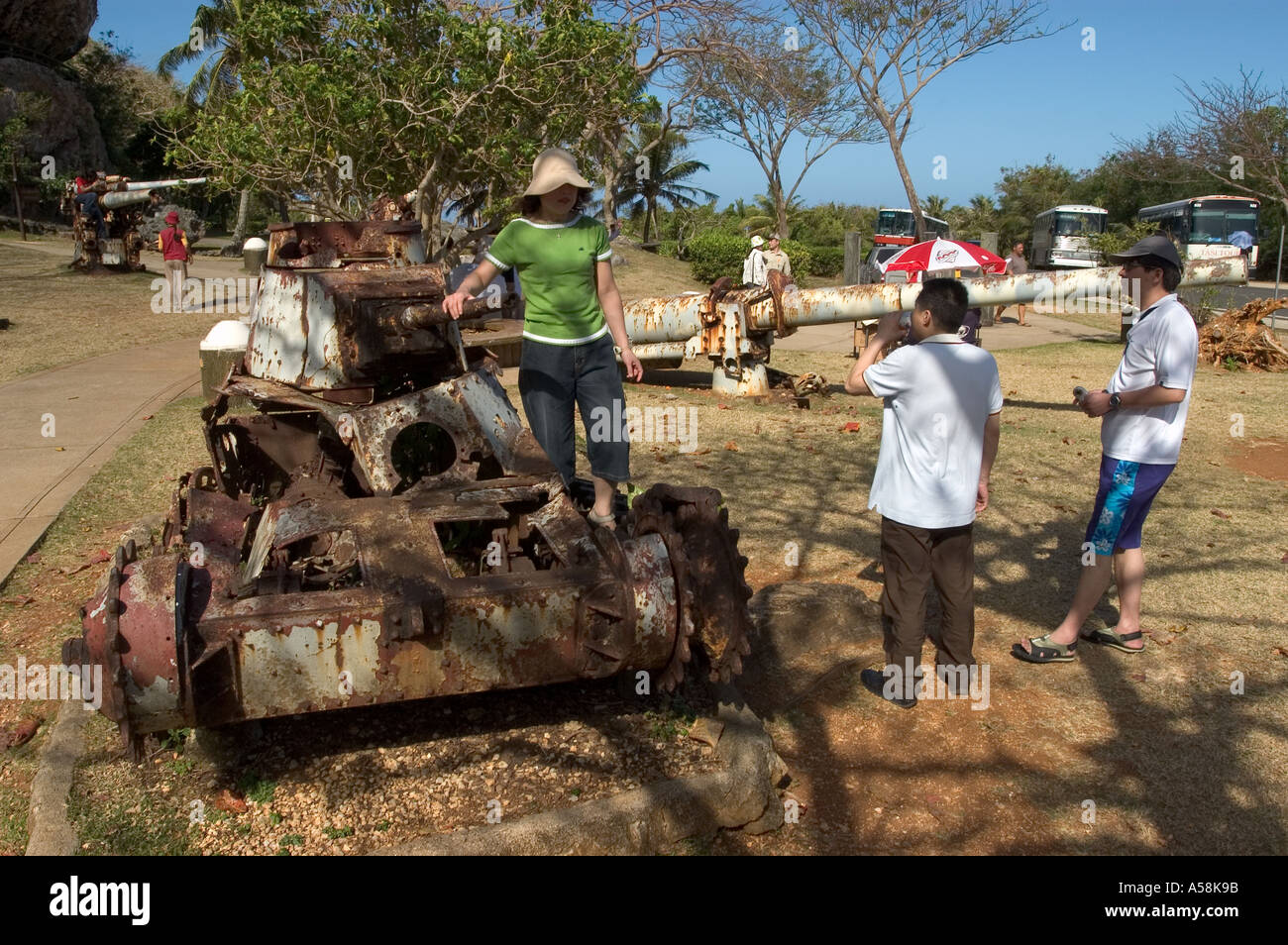Toursit visit Japanese WW2 historic site Saipan CNMI Stock Photo - Alamy