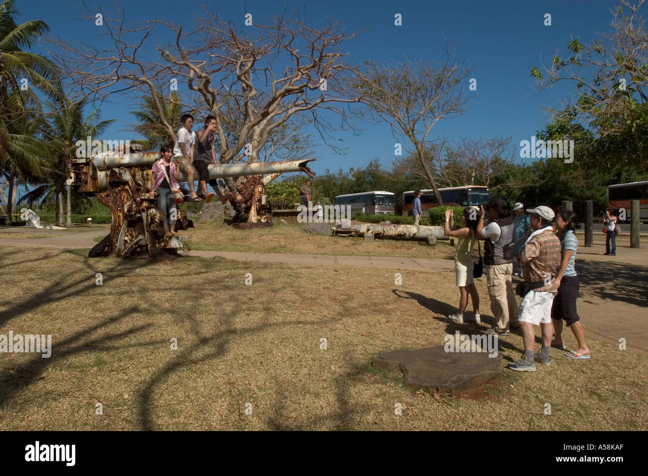 Toursit visit Japanese WW2 historic site Saipan CNMI Stock Photo - Alamy