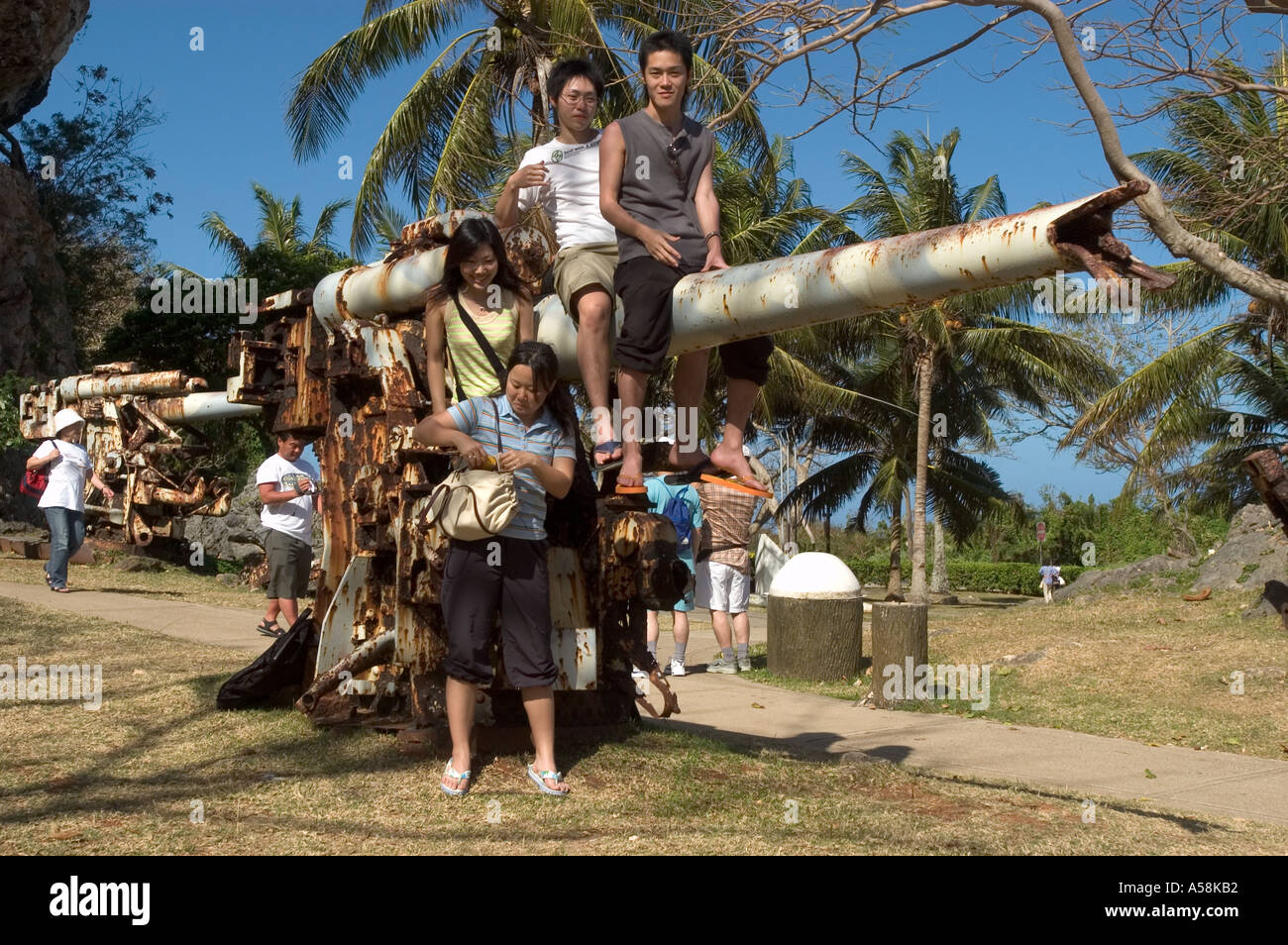 Toursit visit Japanese WW2 historic site Saipan CNMI Stock Photo - Alamy