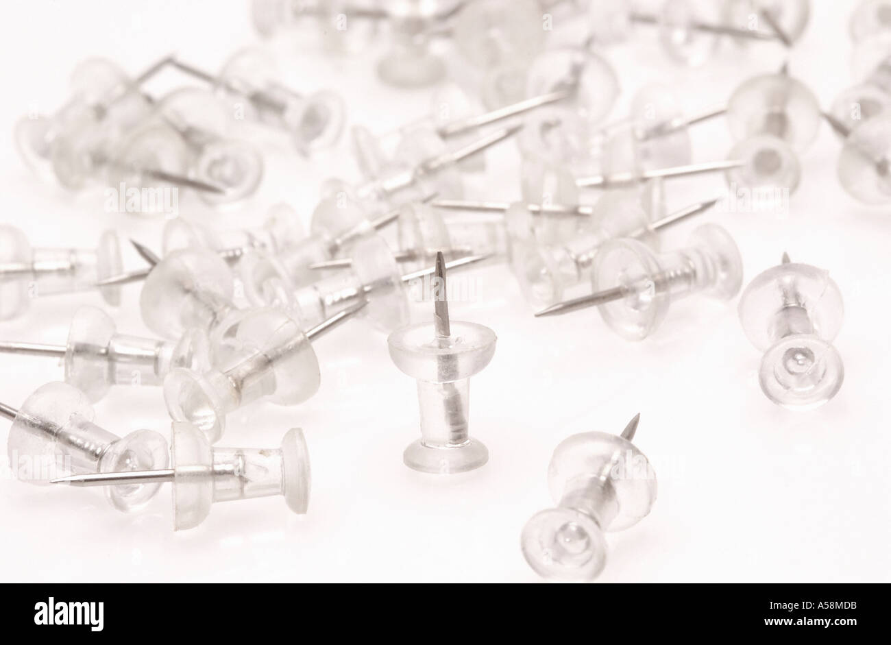 Pile of transparent plastic map pins on white background Stock Photo ...