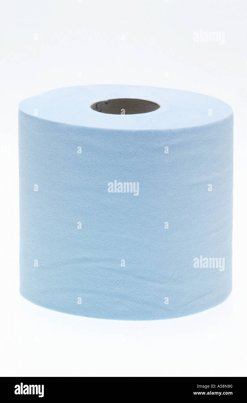 Blue Toilet Roll against white background Stock Photo - Alamy