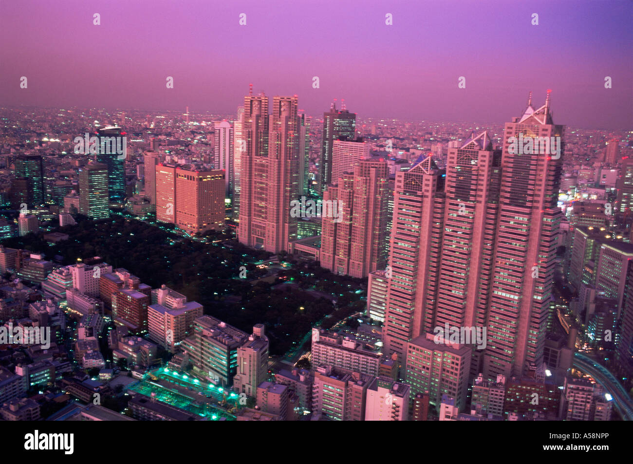 Japan, Tokyo, Shinjuku, Tokyo Gas Buildings & Tokyo City Hall Stock ...