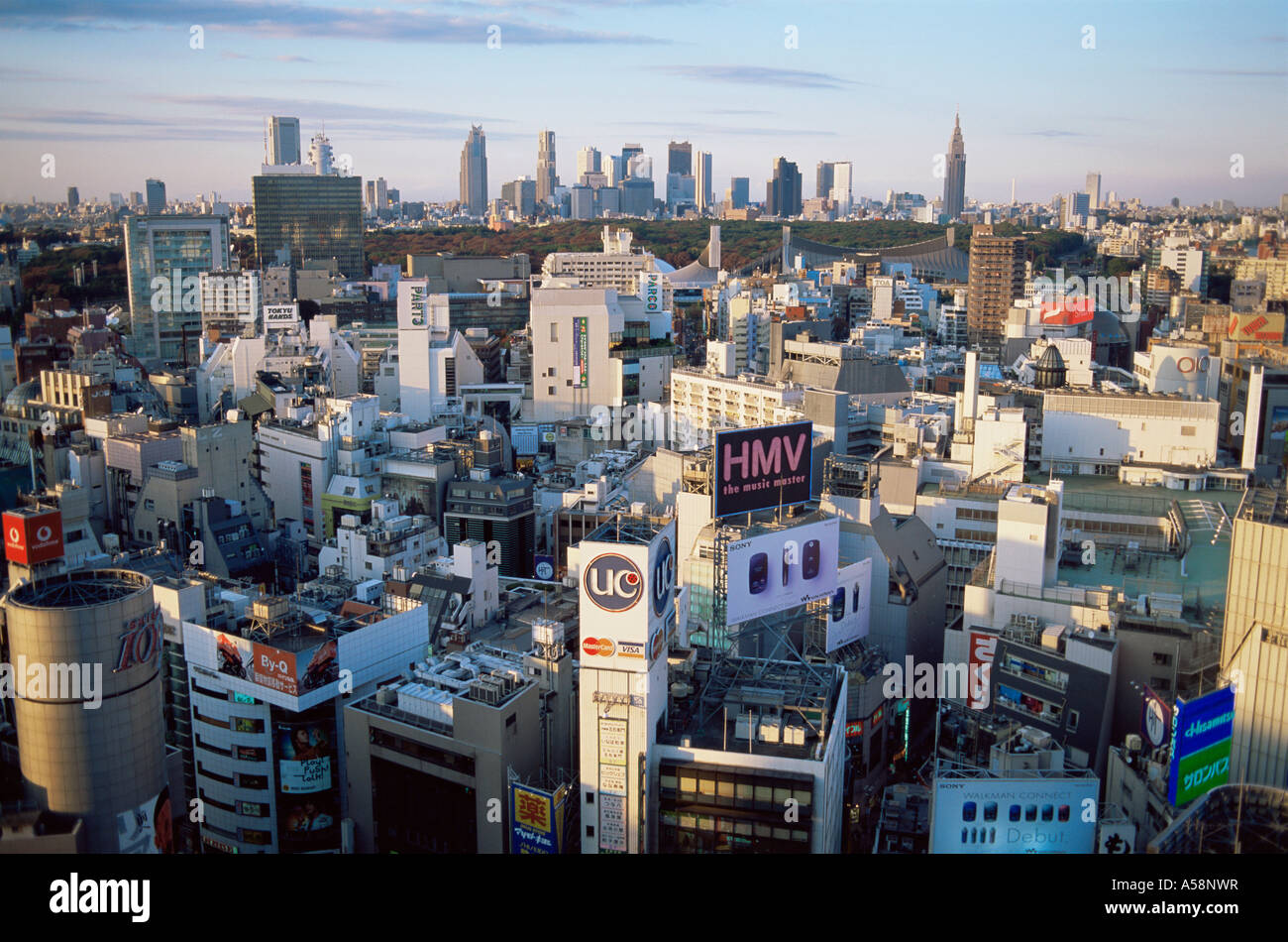 Japan, Tokyo, Shibuya, Shibuya Area Skyline with Shinjuku in the ...