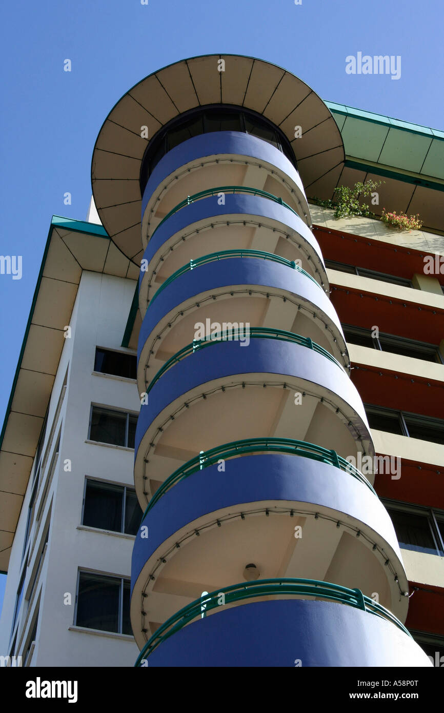 Circular balconies on a city building Stock Photo - Alamy
