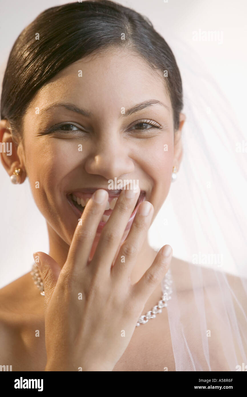 Portrait of bride laughing Stock Photo - Alamy