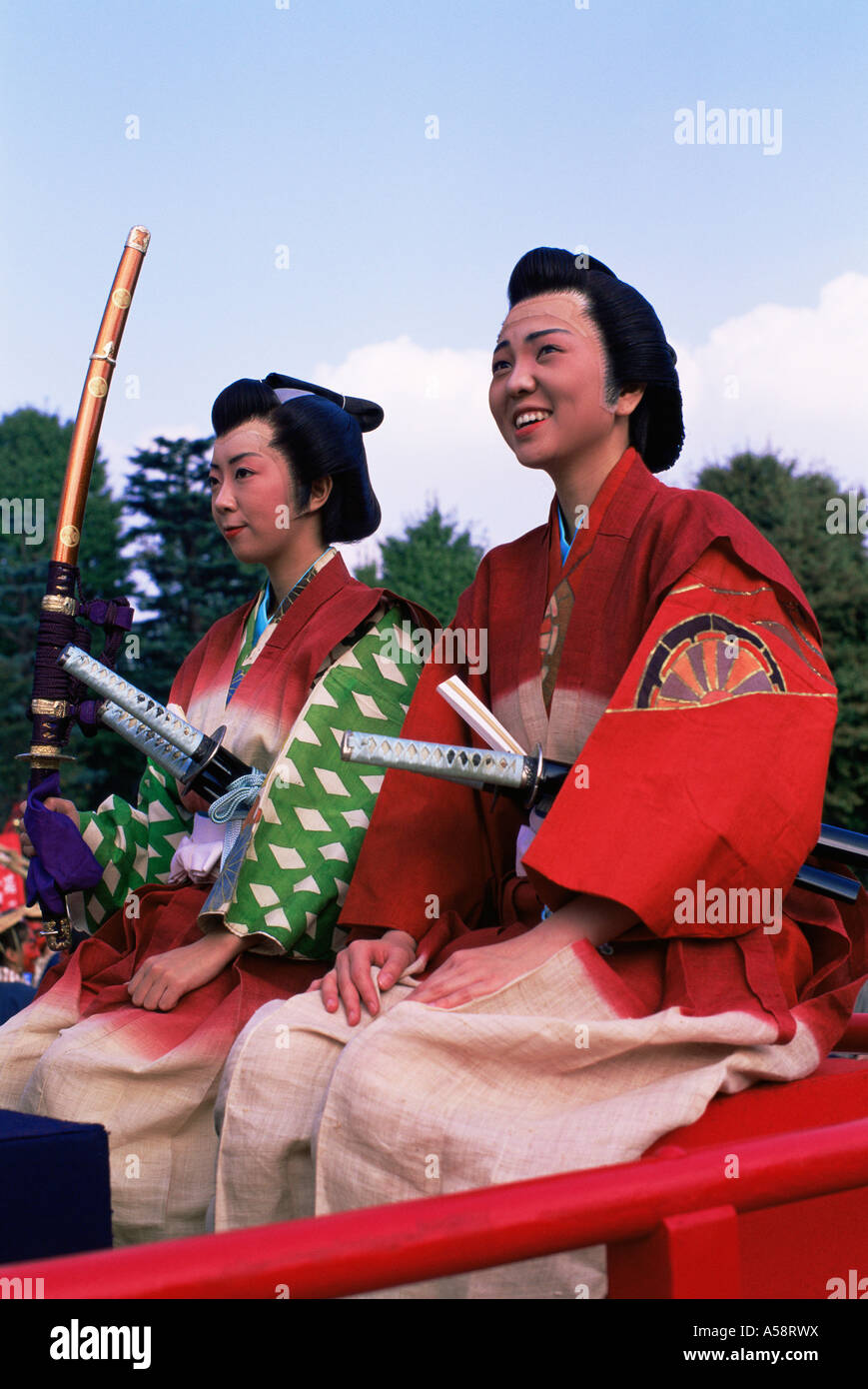 Japan, Tokyo, Women Dressed in Traditional Samurai Costume, Jidai ...