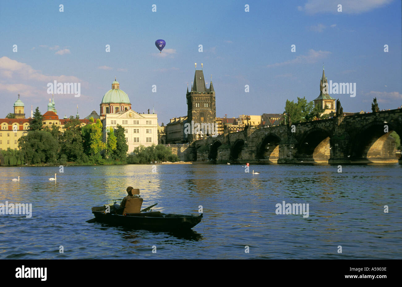 The Moldau River Vltava Charles IV Bridge Prague Czech Republic Stock ...