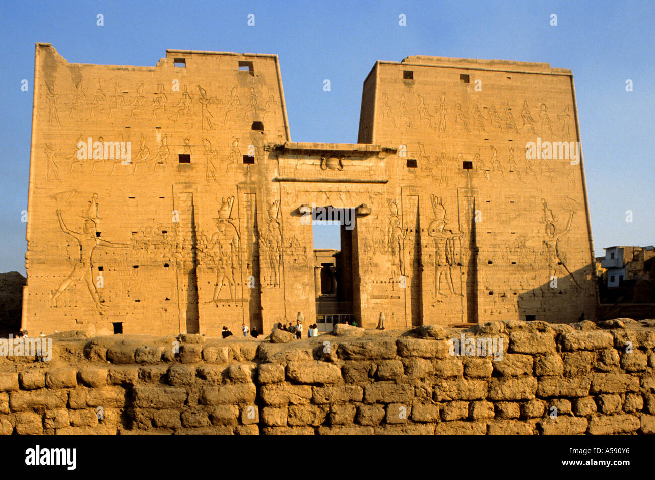 Edfu the best preserved temple in Egypt because of the huge brick walls ...