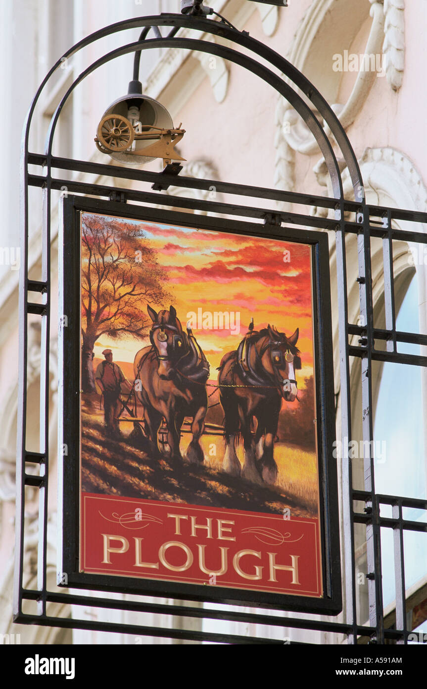 England, London, The Plough Pub Sign Stock Photo - Alamy