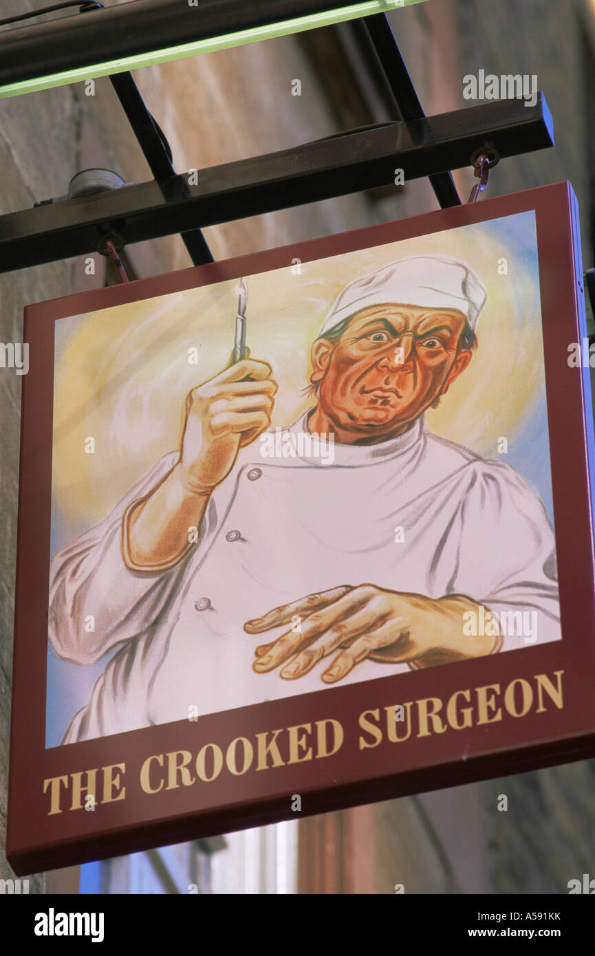 England, London, The Crooked Surgeon Pub Sign Stock Photo - Alamy