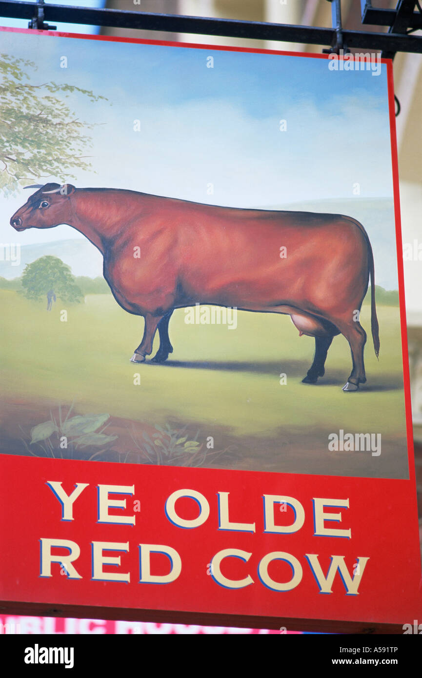 England, London, Ye Olde Red Cow Pub Sign Stock Photo - Alamy