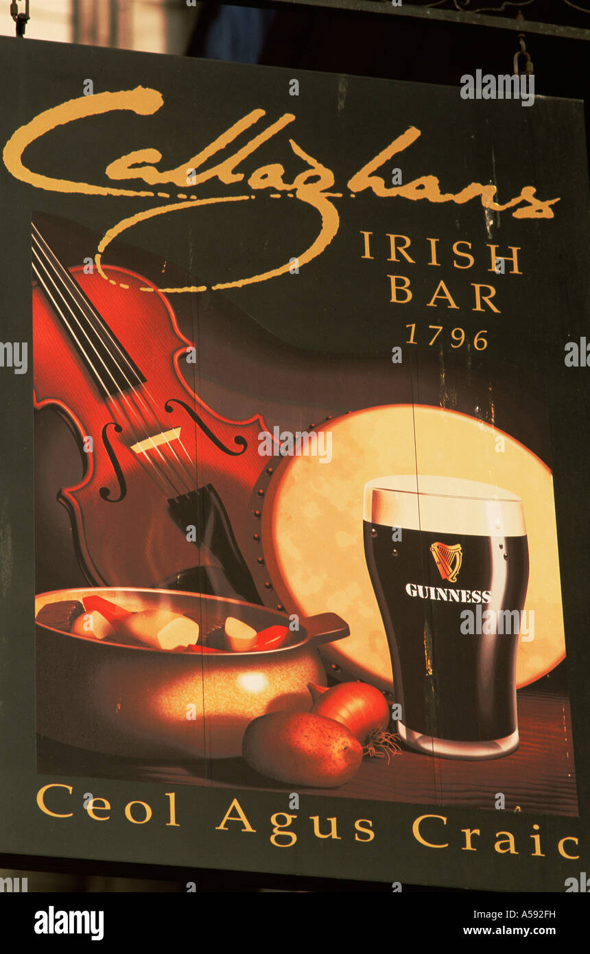 England, London, Callaghans Irish Bar Pub Sign Stock Photo - Alamy