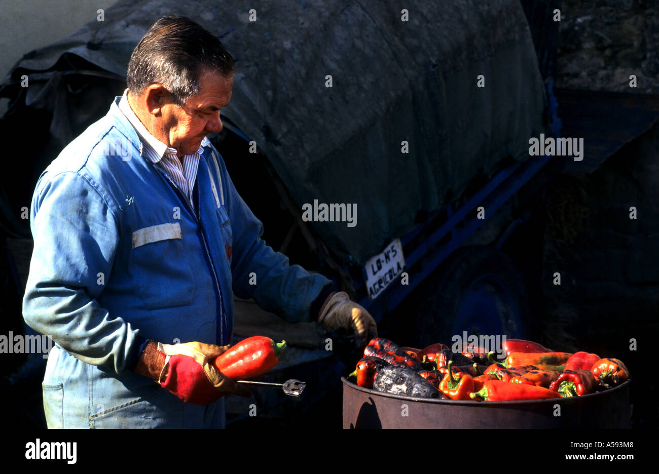 Chili Red hot Paprika charcoal grill Spain Spanish Stock Photo - Alamy