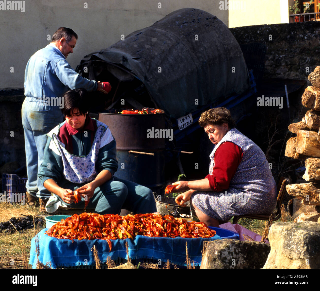Chili Red hot Paprika charcoal grill Spain Spanish Stock Photo - Alamy