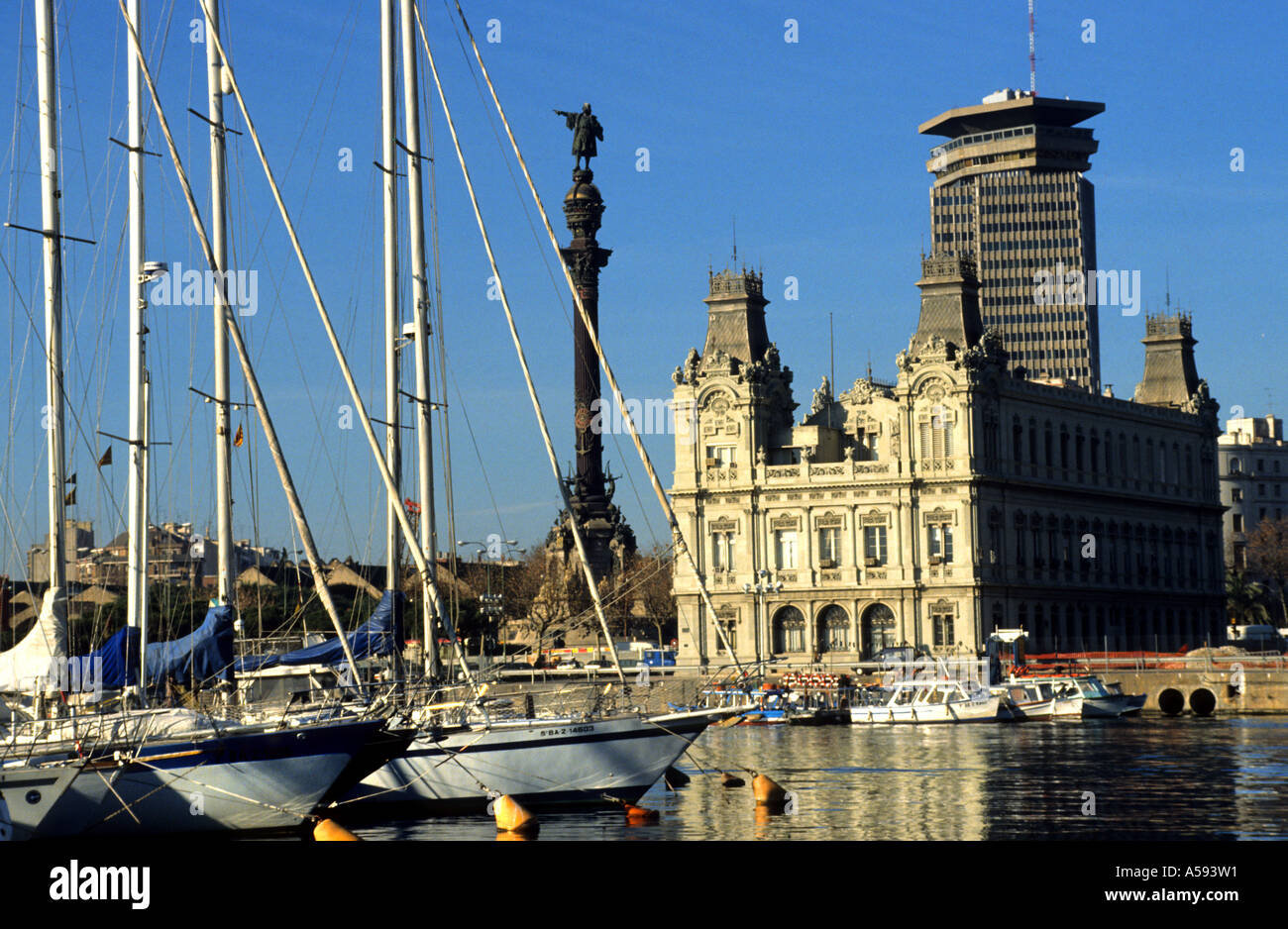 Monument Christopher Columbus Barcelona Spain Spanish America Stock ...