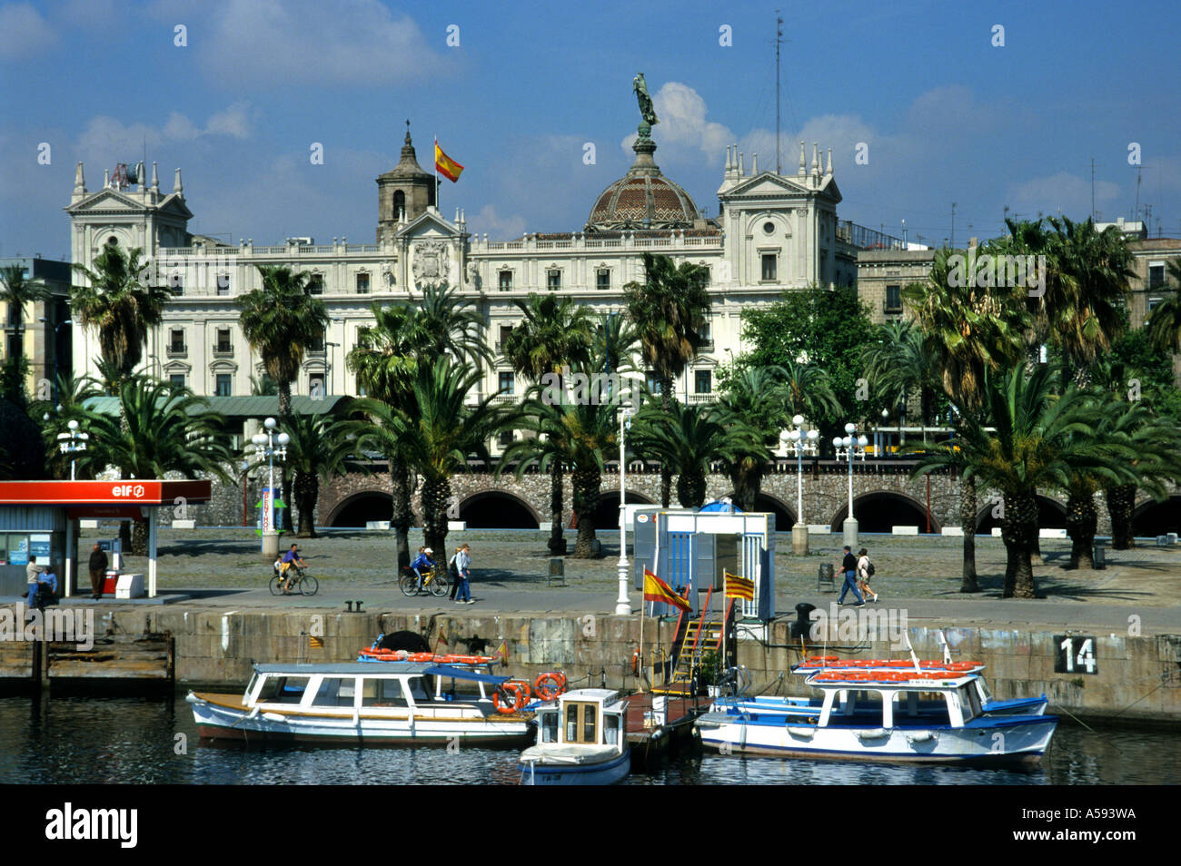 Barcelona Spain Spanish port harbor boat ferry Stock Photo - Alamy
