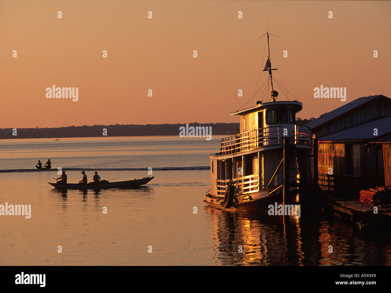 sunset on rio negro, tefe amazonas brazil Stock Photo - Alamy
