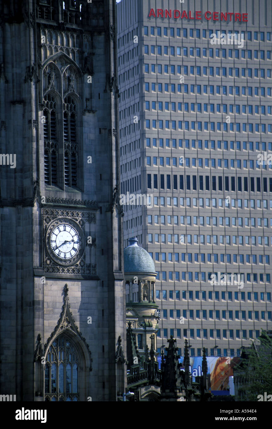 Manchester Cathedral the Triangle and the Arndale Centre Stock Photo ...